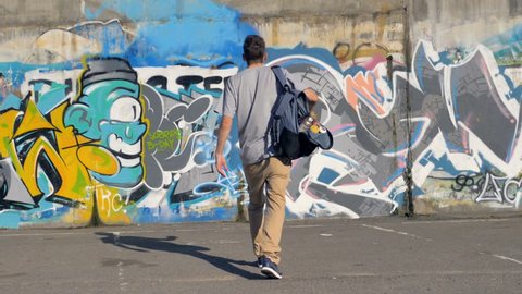 Graffiti Artist Coming Wall Shaking Spray Stock Footage Video (100% ...