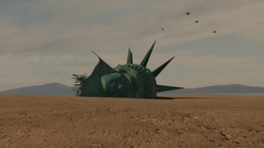 Post Apocalyptic Scene Head Resembling Statue Stock Footage Video (100% ...