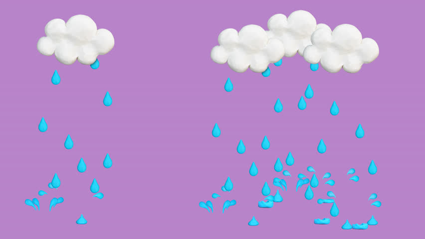 Claymation Clouds with Rainfall. Transparent Stock Footage Video (100% ...