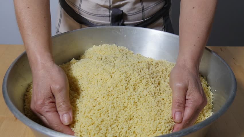 semolina preparation couscous slow motion Stock Footage Video (100% ...