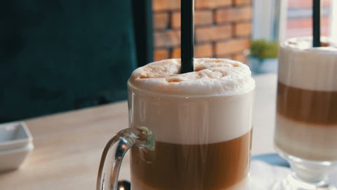 Coffee Latte Milk Air Foam Black Stock Footage Video (100% Royalty-free ...