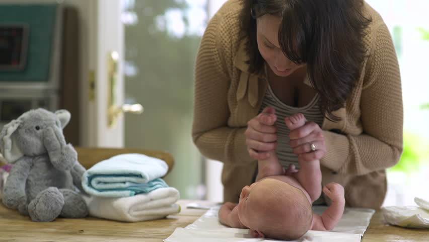 Mum Changing Babys Nappy. Stock Footage Video (100% Royalty-free ...
