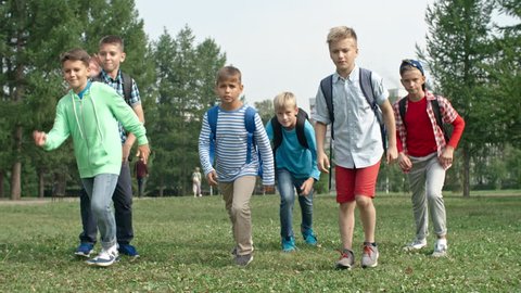 Group Happy Children Running Race Laughing Stock Photo (Edit Now) 554652853