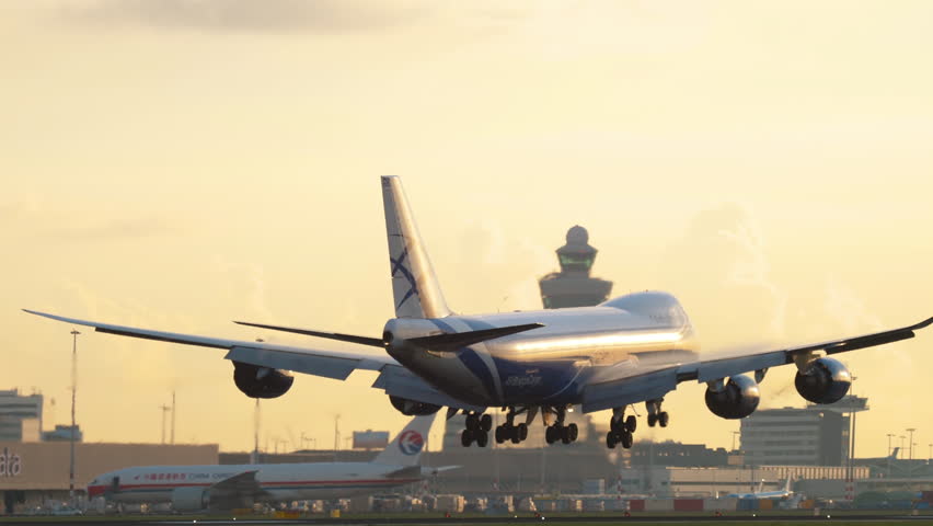 Jet Plane Taking Off Sunset Stock Footage Video (100% Royalty-free ...