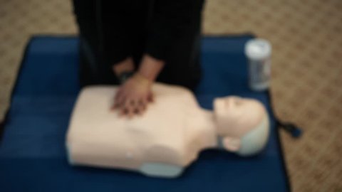 Blurred Footage Cpr Training Demonstrating Chest Stock Footage Video ...