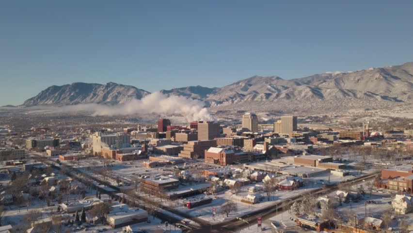 Aerial View Downtown Colorado Springs During Stock Footage Video (100% ...