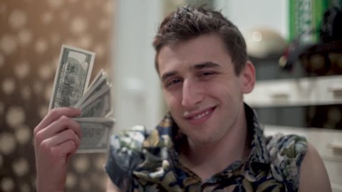 Creepy Man Smiling American Money Stock Footage Video (100% Royalty ...