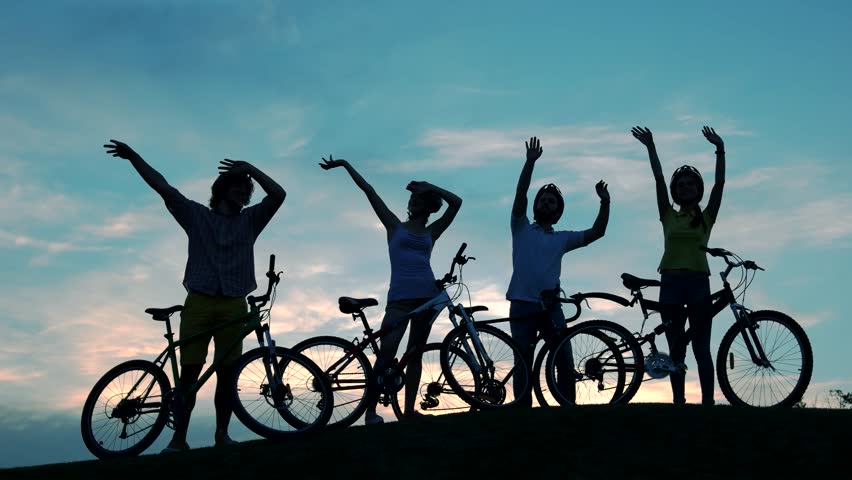 Cyclists Waving with Hands at Stock Footage Video (100% Royalty-free ...