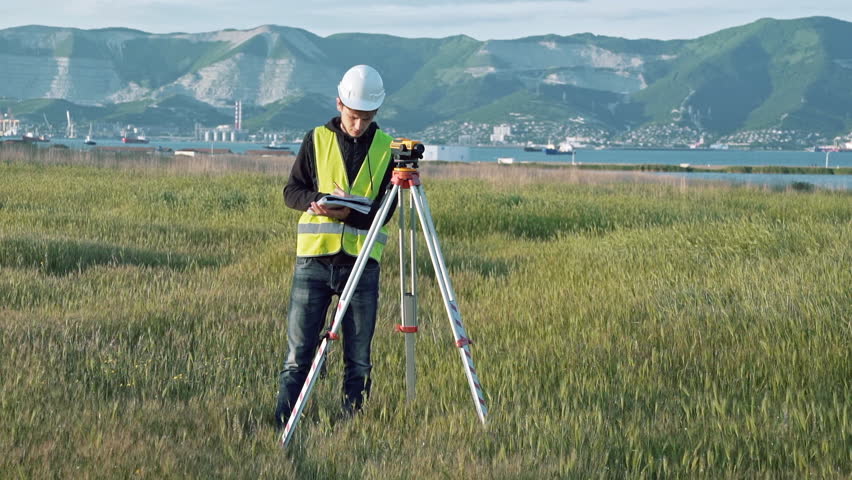 A Male Surveyor in Work Stock Footage Video (100% Royalty-free ...