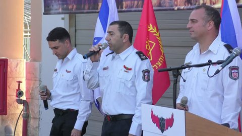 Band Uniformed Firefighters Sing During Unveiling Stock Footage Video ...
