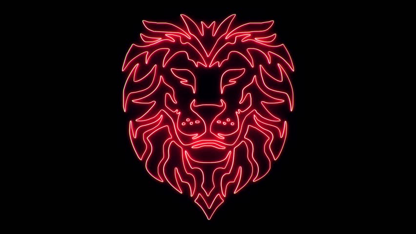 red neon lion head animated logo Stock Footage Video (100% Royalty-free ...