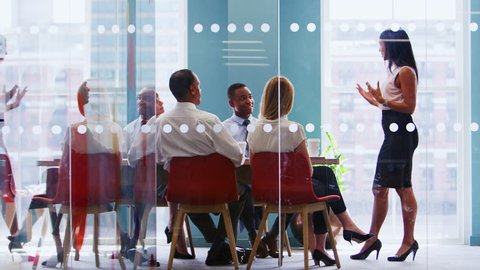 Female Boss Stands Addressing Colleagues Business Stock Footage Video ...