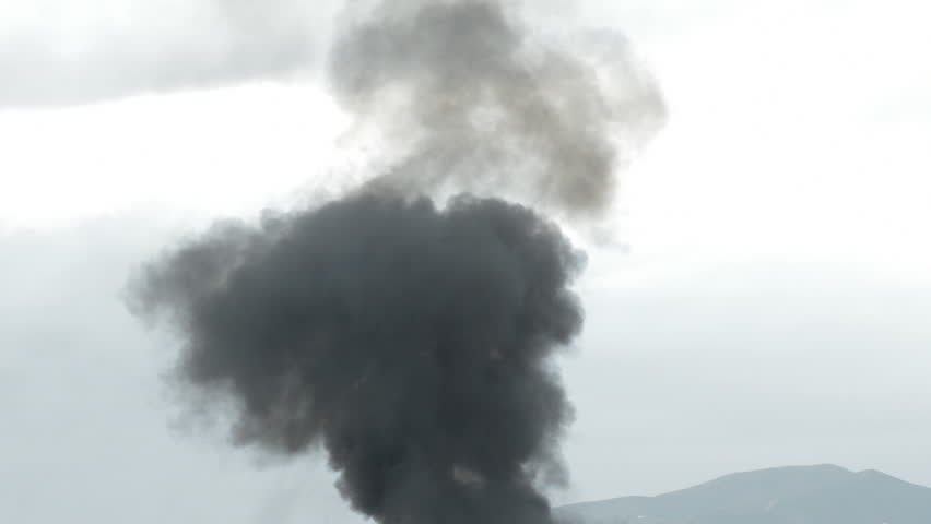 Big Column of Black Smoke Stock Footage Video (100% Royalty-free ...