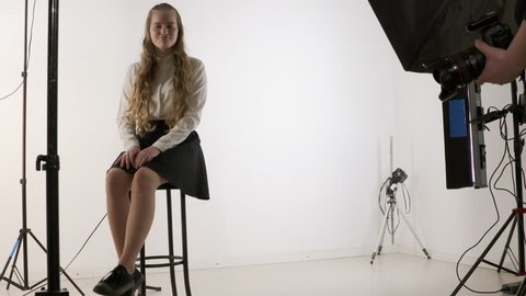 Studio Photography Female Photographer Working Photo Stock Footage ...