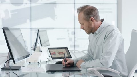 Businessman Engineer Working On Business Process Stock Photo 703486276 ...