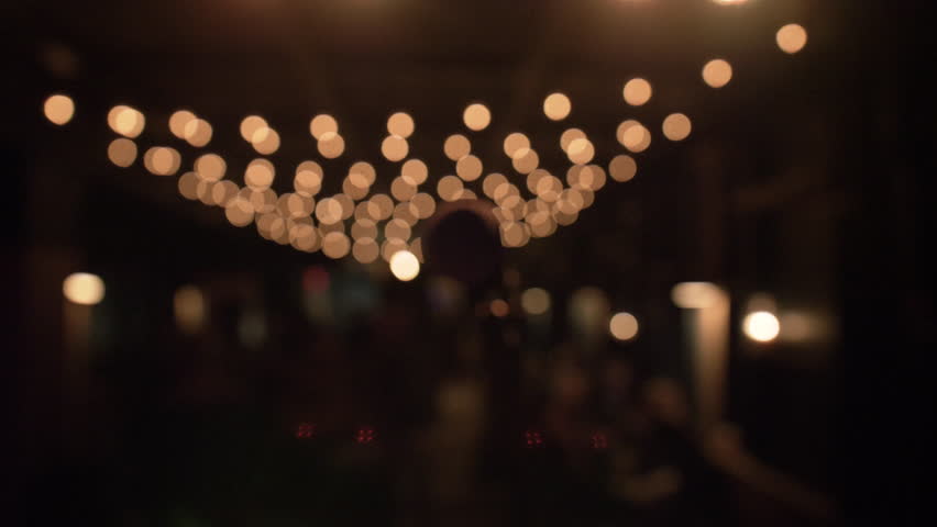 microphone on stage string lights background Stock Footage Video (100% ...