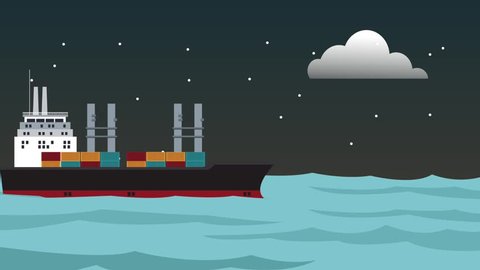 Freighter Ship Navigating Hd Animation Stock Footage Video (100% ...