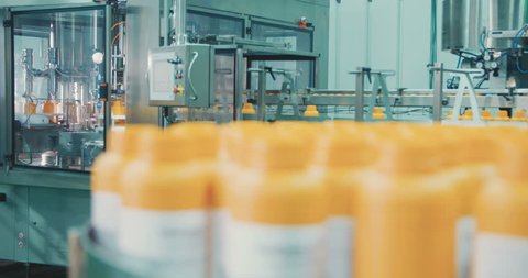 Machines Automated Chemical Bottles Production Line Stock Footage Video ...