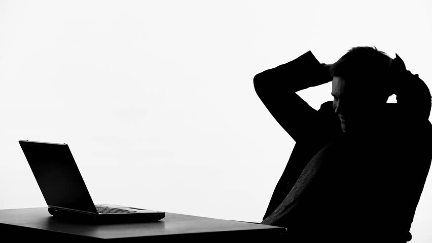 broker silhouette shouting laptop nervous breakdown Stock Footage Video ...