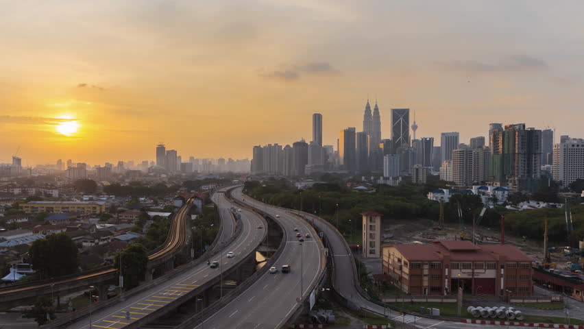 sunset time lapse busy city skyline Stock Footage Video (100% Royalty ...