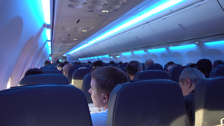 passengers during flight interior plane istanbul Stock Footage Video ...