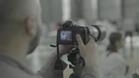 Photographer Camera Work Media Reporter Press Stock Footage Video (100% ...