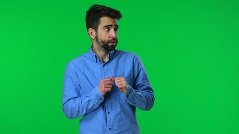 Afraid Man On Green Screen Stock Footage Video (100% Royalty-free ...