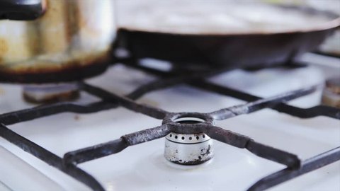 Gas Burner Burns On Stove Ignition Stock Footage Video (100% Royalty ...