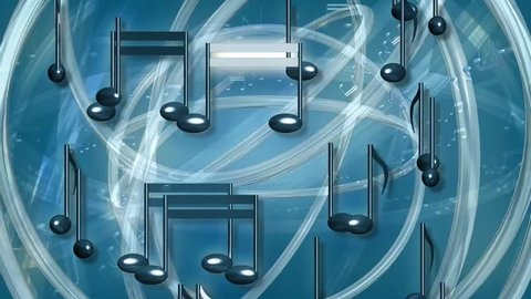 rotating music notes trippy blue swirl Stock Footage Video (100% ...