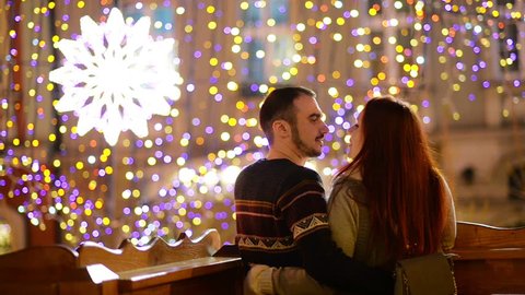 Romantic Couple Caucasian Appearance Kissing Cuddling Stock Footage ...