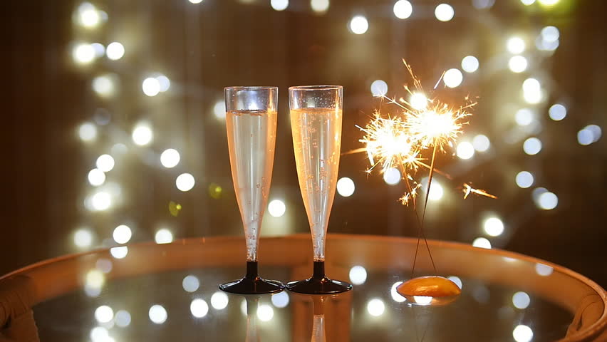Fireworks Sparklers with two glasses of Champagne image - Free stock ...