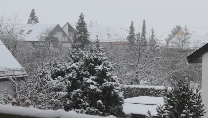 Snow Falling in Backyard in Stock Footage Video (100% Royalty-free ...