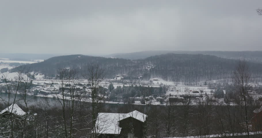 Snow-covered Small Town During Winter Stock Footage Video (100% Royalty ...