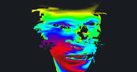 Animation Digital Human Head On Colorful Stock Footage Video (100% ...