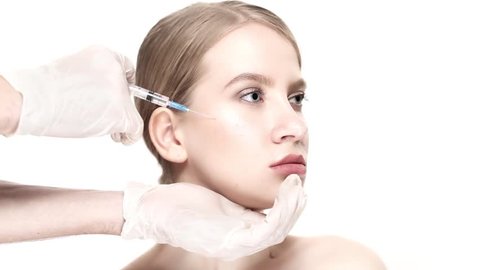 Professional Botox Injection Cheekbones Woman Smiles Stock Footage ...