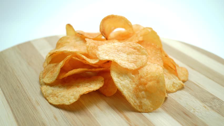 Rotating Portion of Potato Chips. Stock Footage Video (100% Royalty ...