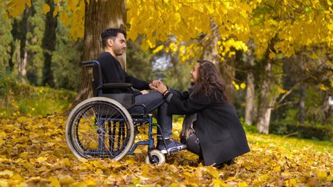 Disability Love Romance Man Wheelchair Park Stock Footage Video (100% ...