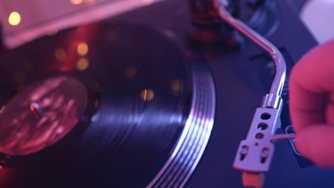 Vinyl Record Player Slide Rotating Plate Stock Footage Video (100% ...