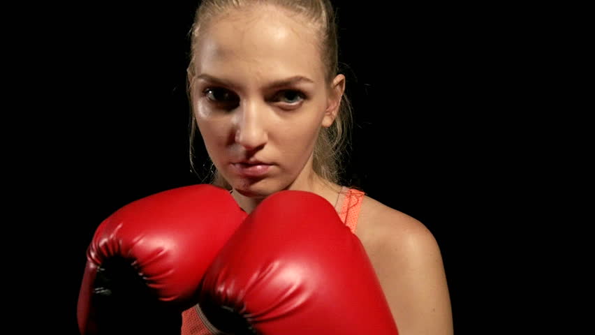 young intense woman throwing punches punching Stock Footage Video (100% ...