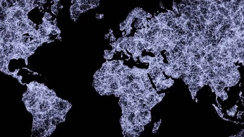 World Map Continent Blue Polygonal Network Stock Footage Video (100% ...