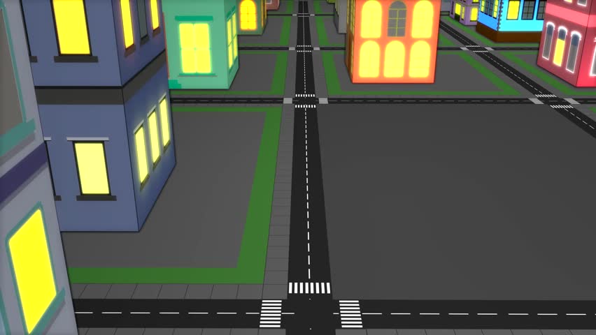 Animated City with a Roadway.the Stock Footage Video (100% Royalty-free ...