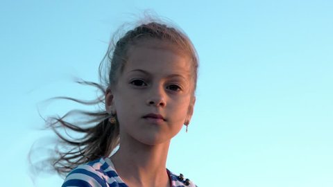 Portrait Attractive Little Girl Striped Shirt Stock Footage Video (100% Royalty-free) 1009772525 ...