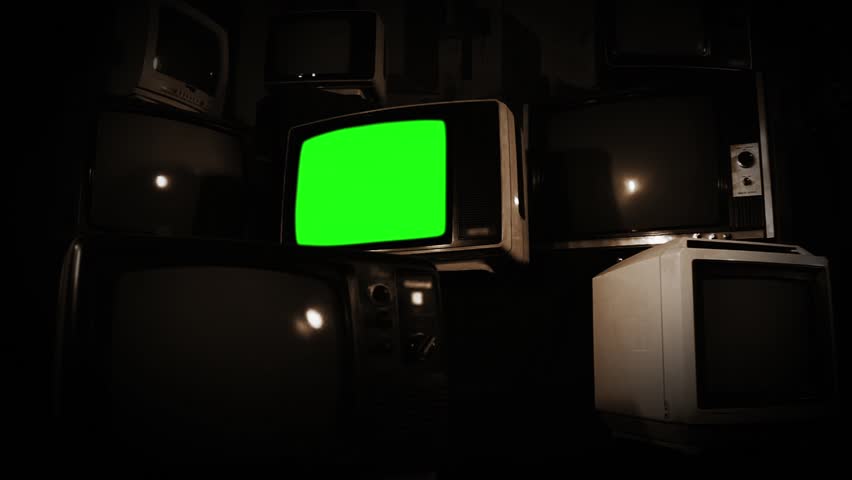 crt television turning off green screen Stock Footage Video (100% ...