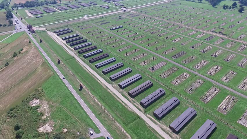 aerial footage auschwitz birkenau concentration camp Stock Footage ...