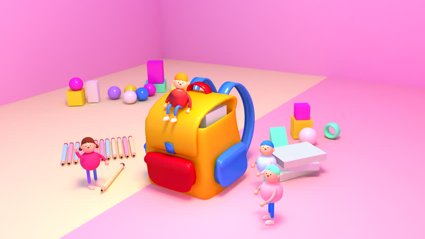 3d cartoon kids school supplies animation Stock Footage Video (100% ...