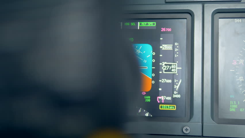 one monitor on plane's dashboard close Stock Footage Video (100% ...