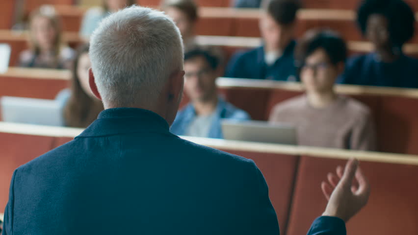 Camera Facing Class: College Professor Stock Footage Video (100% ...