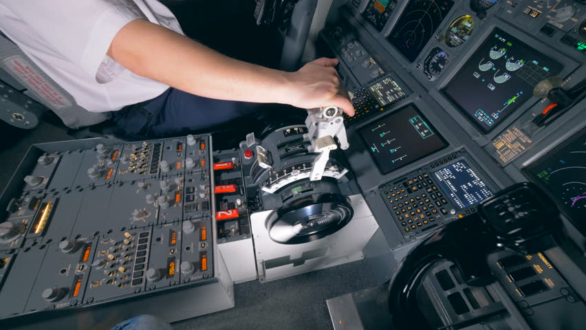 throttle lever getting pulled by pilot Stock Footage Video (100% ...
