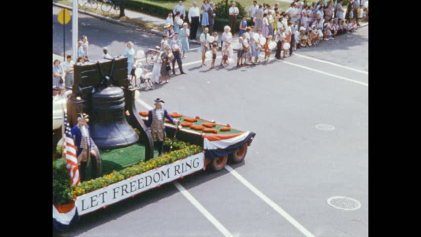 1950's liberty bell float moves down Stock Footage Video (100% Royalty ...