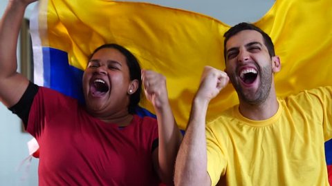 Colombian Friends Celebrating National Flag Stock Footage Video (100% ...